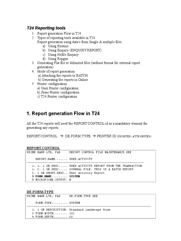 Reporting Tools in T24 | PDF | Printer (Computing) | Computer Engineering