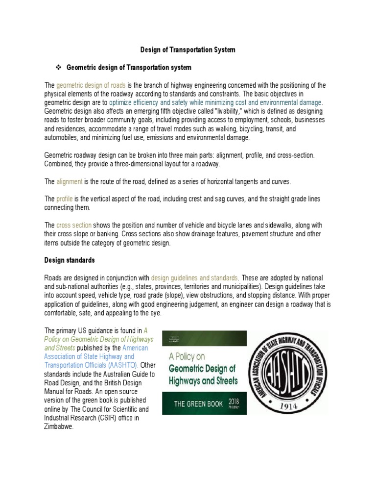 Design of Transportation System | PDF | Traffic | Road Infrastructure