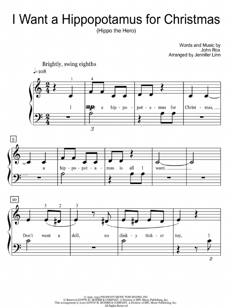 I Want A Hippopotamus For Christmas | PDF