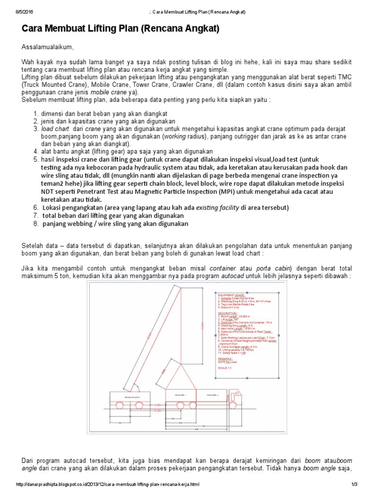 Cara Membuat Lifting Plan Rencana Angkat | PDF