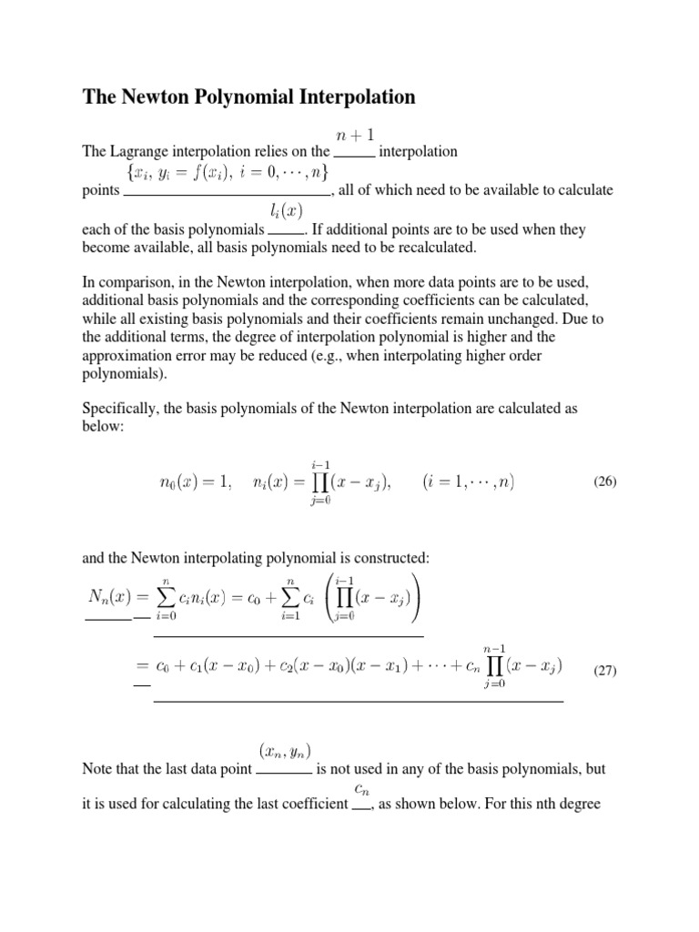 ECE421 - The Newton Polynomial Interpolation | PDF | Finite Difference ...