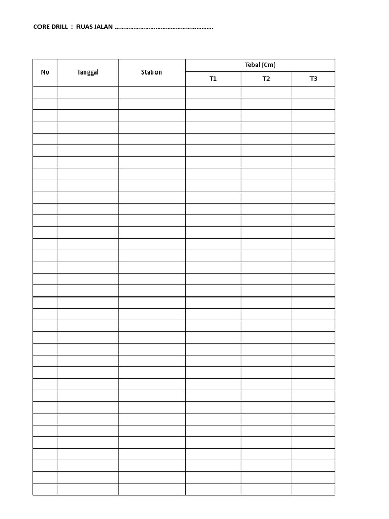 Contoh Format Core Drill | PDF