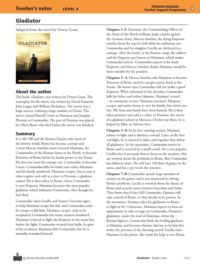 Gladiator Summary | PDF | Ancient Europe | Roman Empire