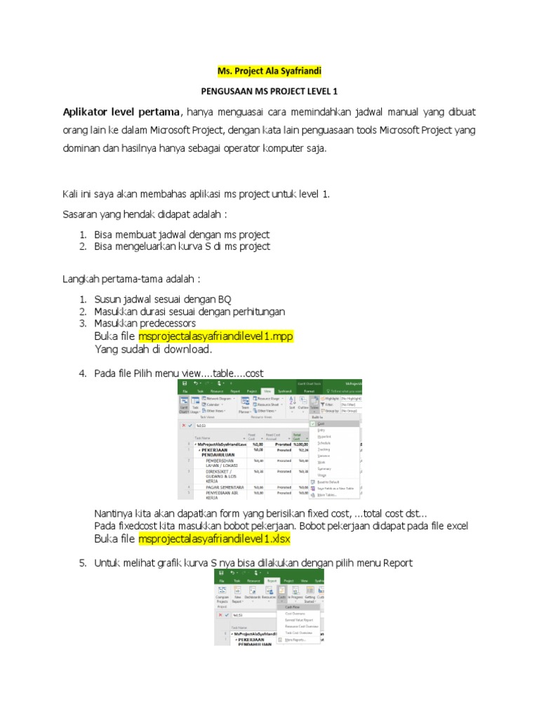 Panduan Penguasaan MS Project Level 1 | PDF