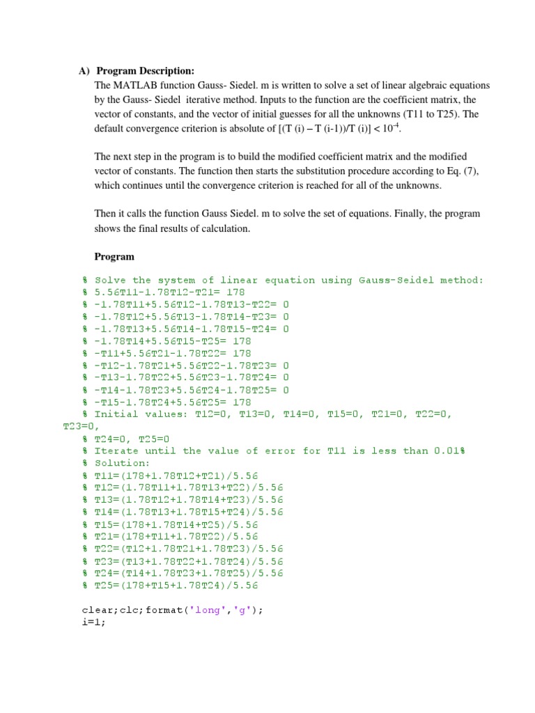 MATLAB Exercise On Conduction | PDF | Analysis | Algorithms