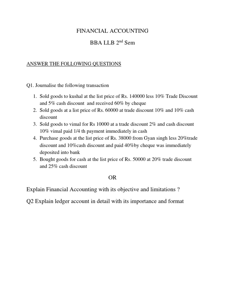 Financial Accounting Bba LLB 2 Sem | PDF