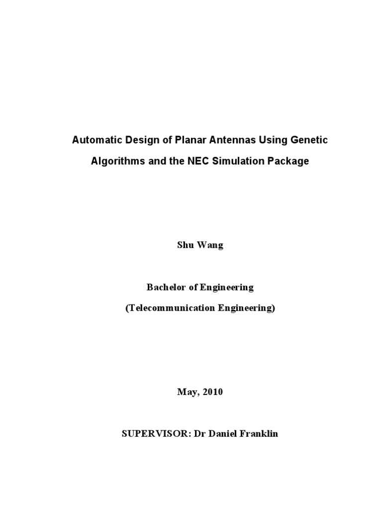 Automatic Design of Planar Antennas Using Genetic Algorithms and The ...