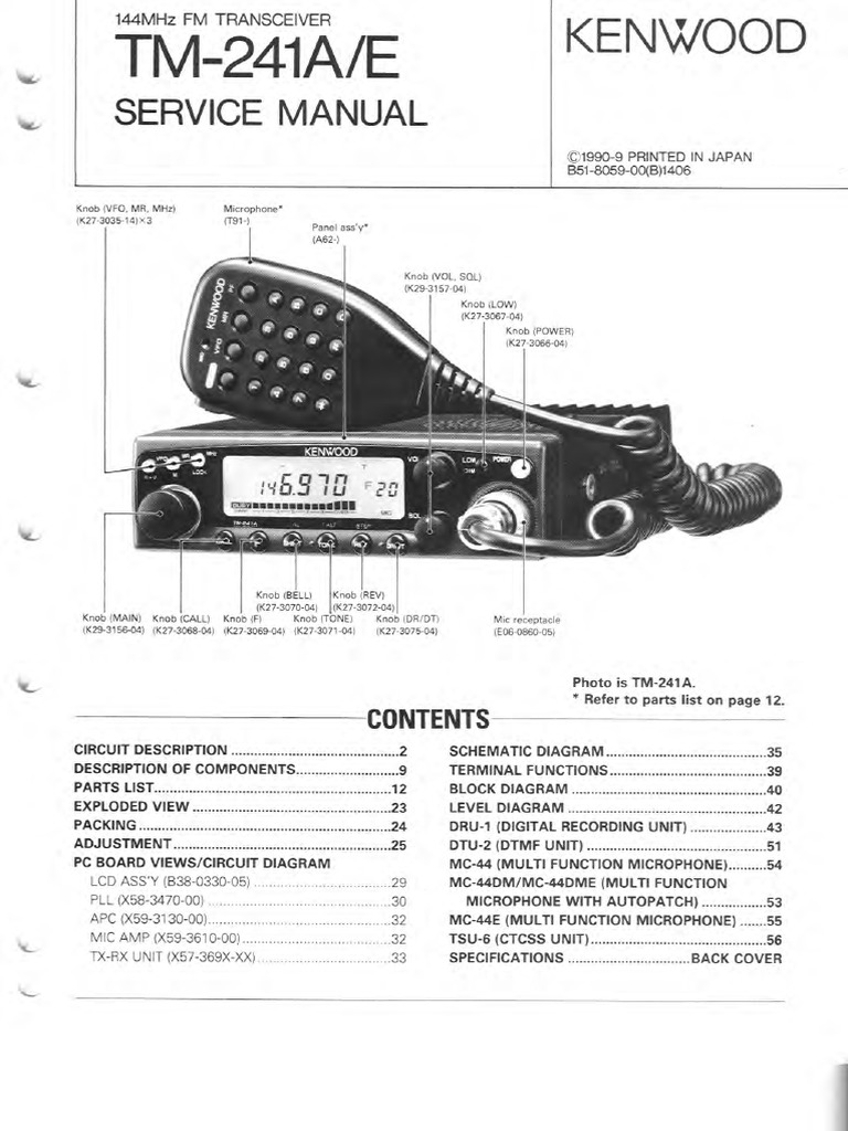 Kenwood TM 241 Tm441 Tm541 User Manual | PDF
