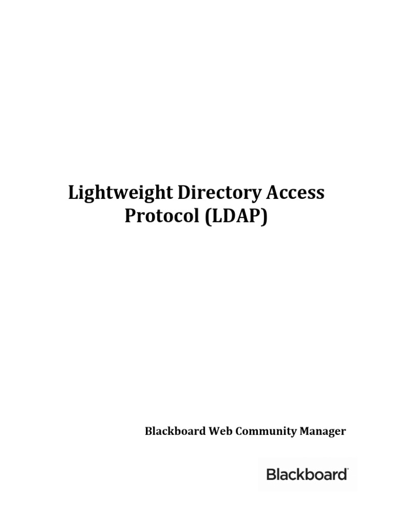 Lightweight Directory Access Protocol (LDAP) : Blackboard Web Community Manager | PDF | Public ...