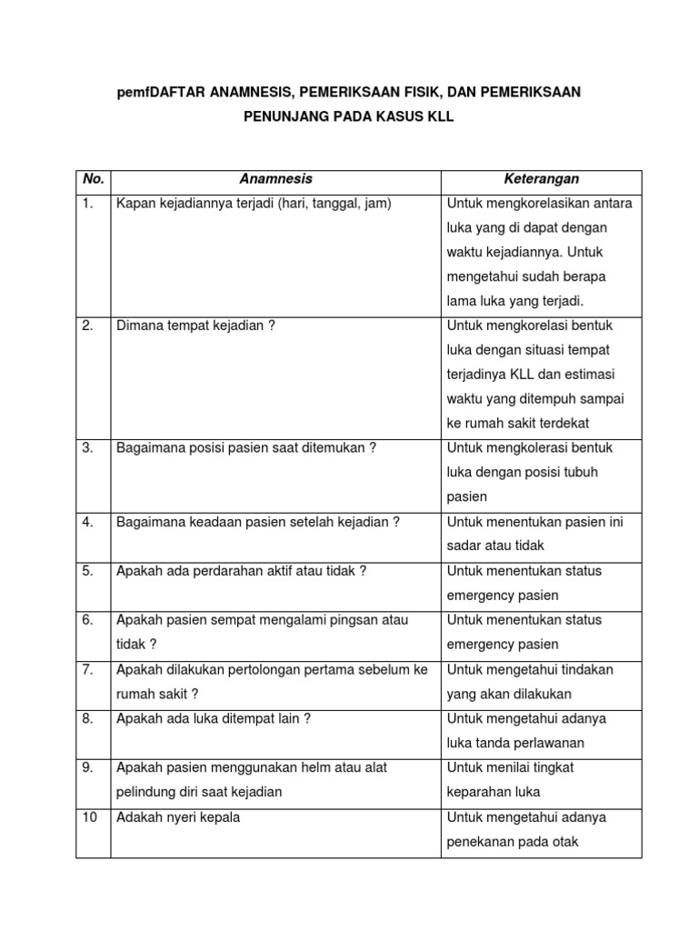 Anamnesis Pemfis KLL | PDF