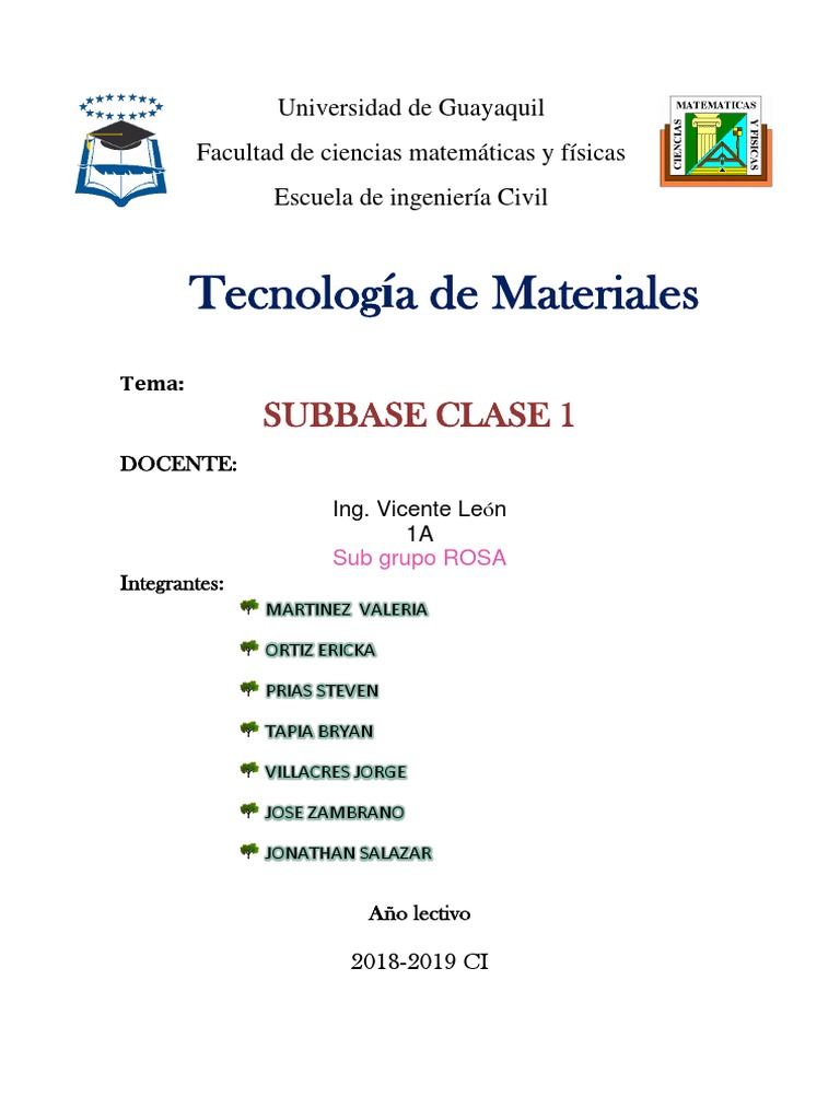 Subbase Clase 1: Requisitos y Procedimientos | PDF | Densidad | Naturaleza