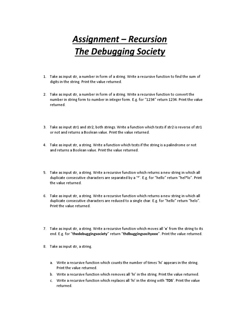 Recursion Pdf String Computer Science Function Mathematics