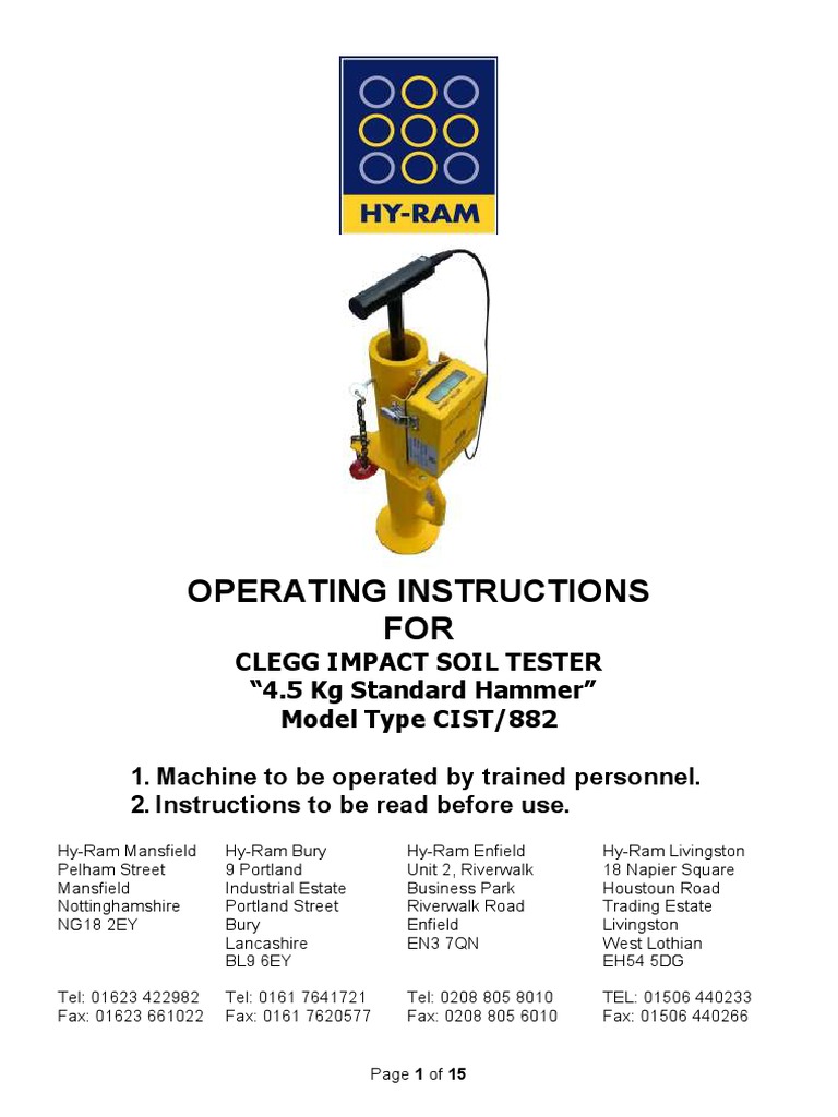 Clegg Impact Hammer | PDF | Calibration | Road