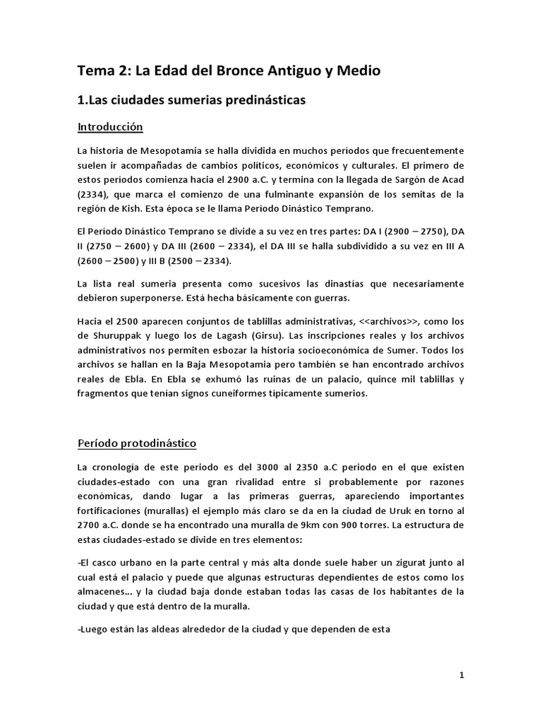 La Edad Del Bronce Antiguo y Medio | PDF | Ur | Sumeria