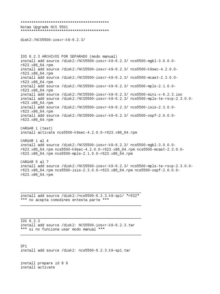 Notas Upgrade NCS 5501 | PDF