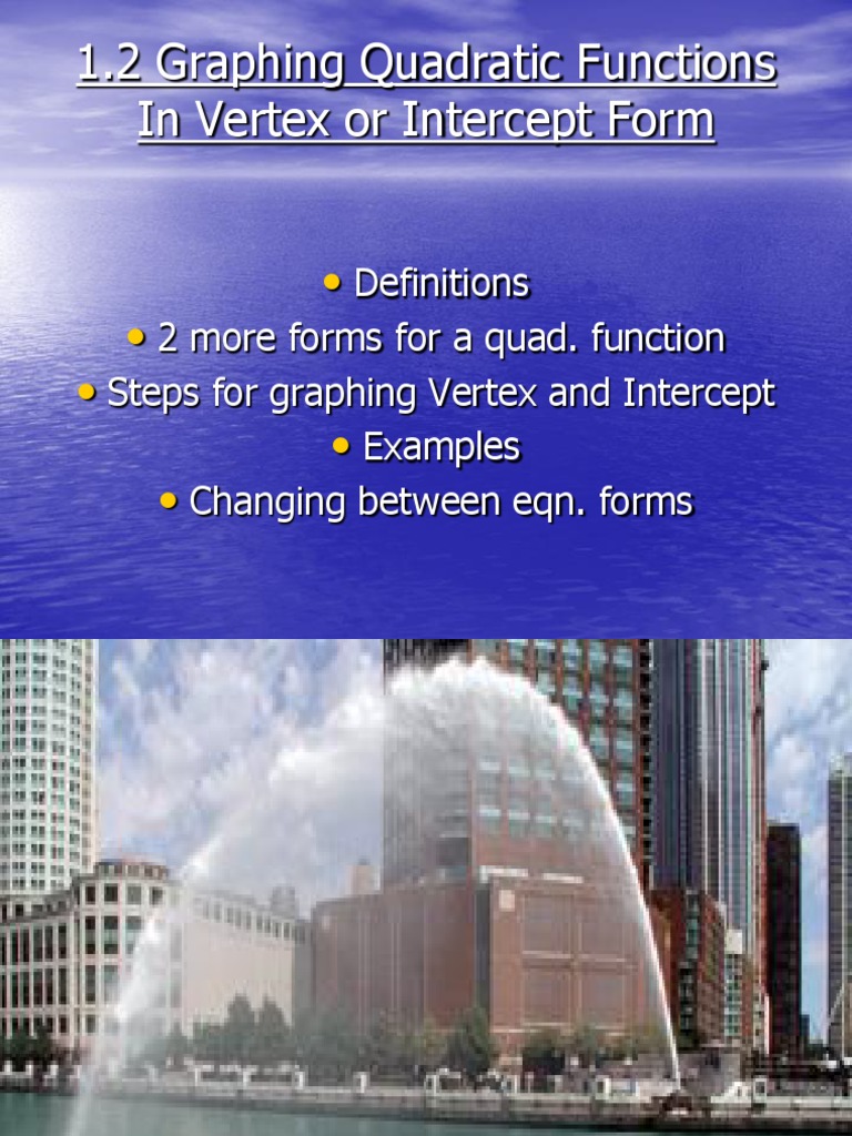 1.2 Graph Quadratic in Vertex or Intercept Form-0 | PDF | Discrete ...