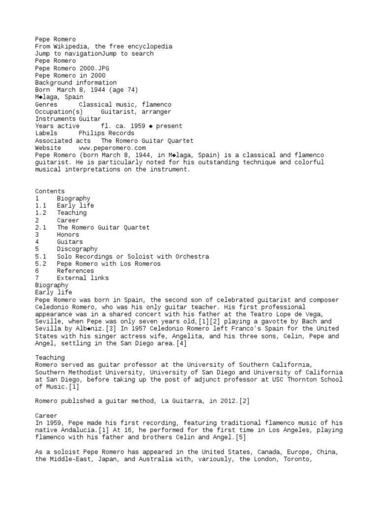 Pepe Romero | PDF | Classical Guitar | Classical Music