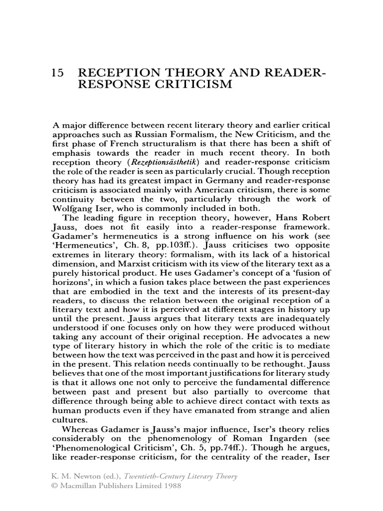 Reader Response Criticism | PDF | Interpretation (Philosophy ...