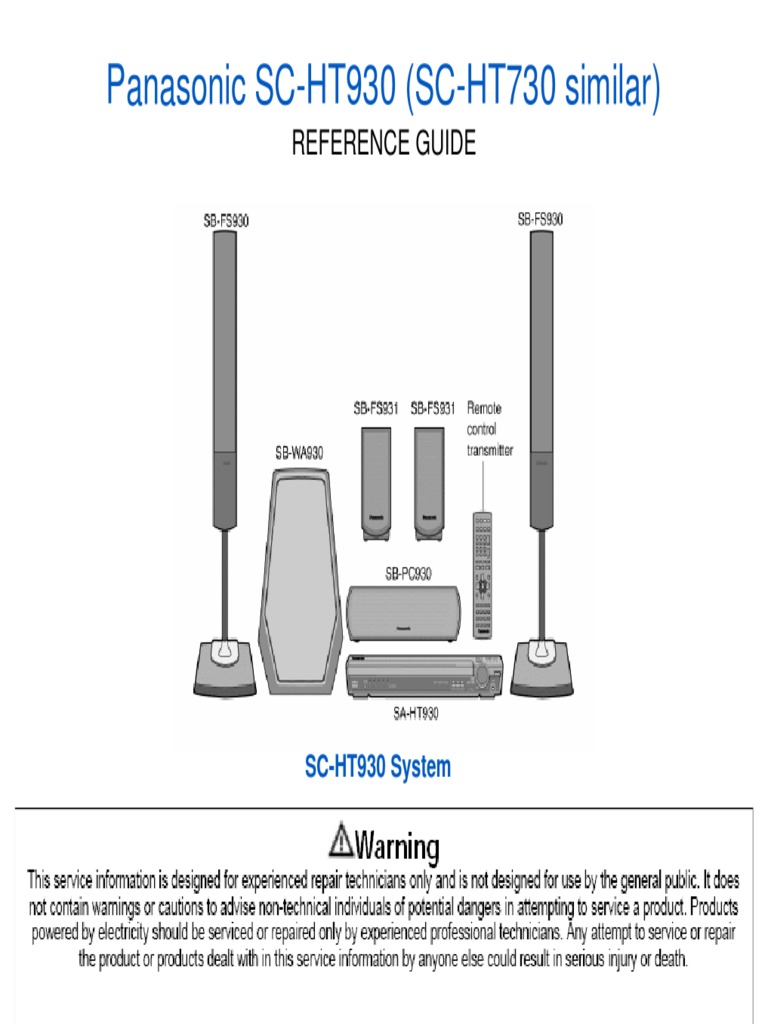 Panasonic Sa-Ht930 Ref-Guide SM | PDF | Troubleshooting | Electronic ...