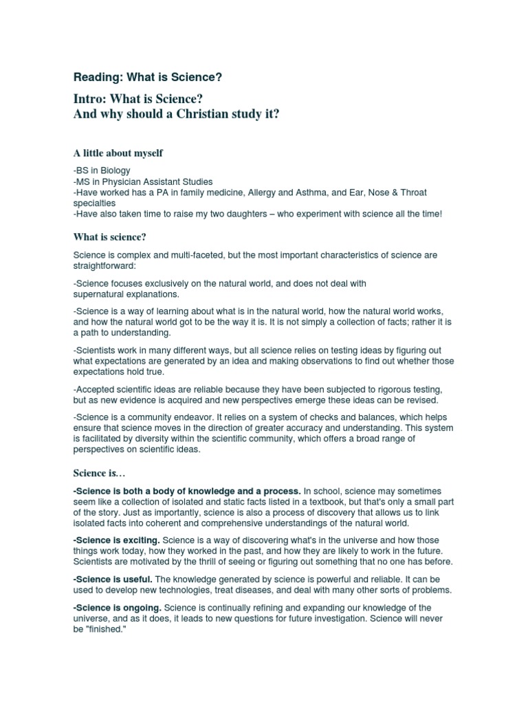 Intro: What Is Science? and Why Should A Christian Study It? | Download ...