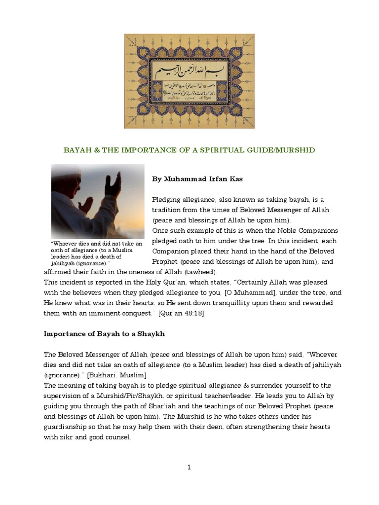 Bayah & The Importance of A Spiritual Guide or Murshid | PDF | Sufism ...