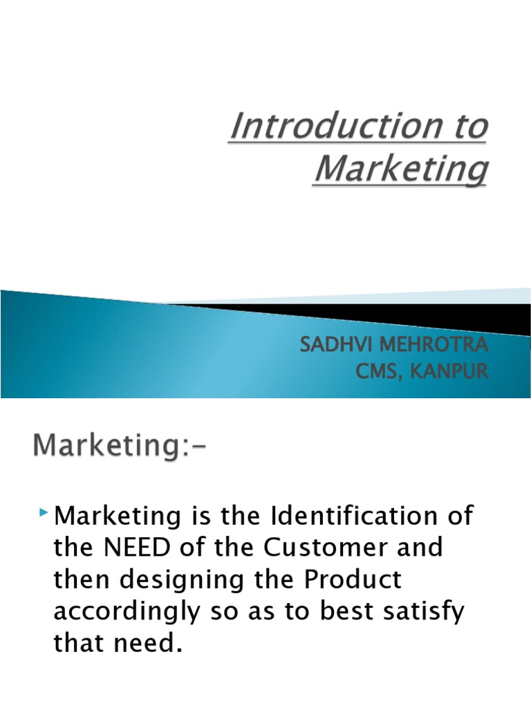 Introduction To Marketing.. | PDF | Marketing | Sales