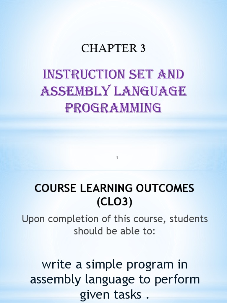 Chapter 3 (3.2.1) Apply Assembly Language | PDF | Assembly Language ...