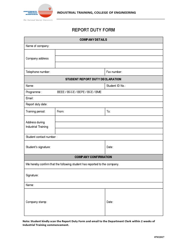 Report Duty Form | PDF