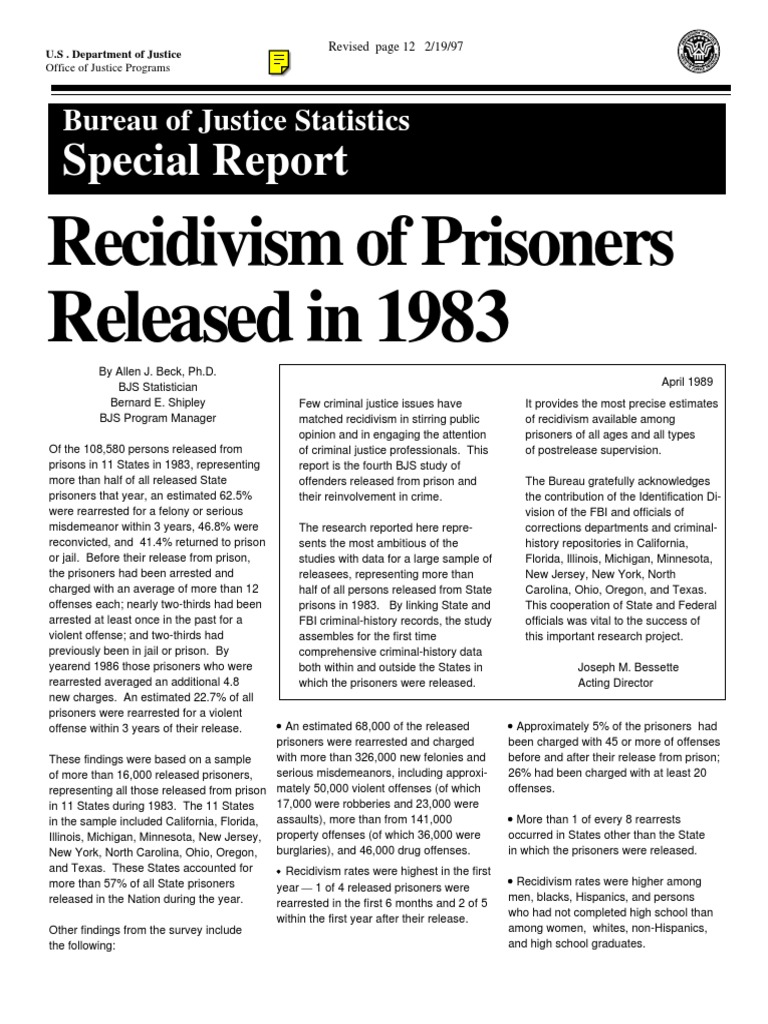 Recidivism of Prisoners | PDF | Uniform Crime Reports | Recidivism