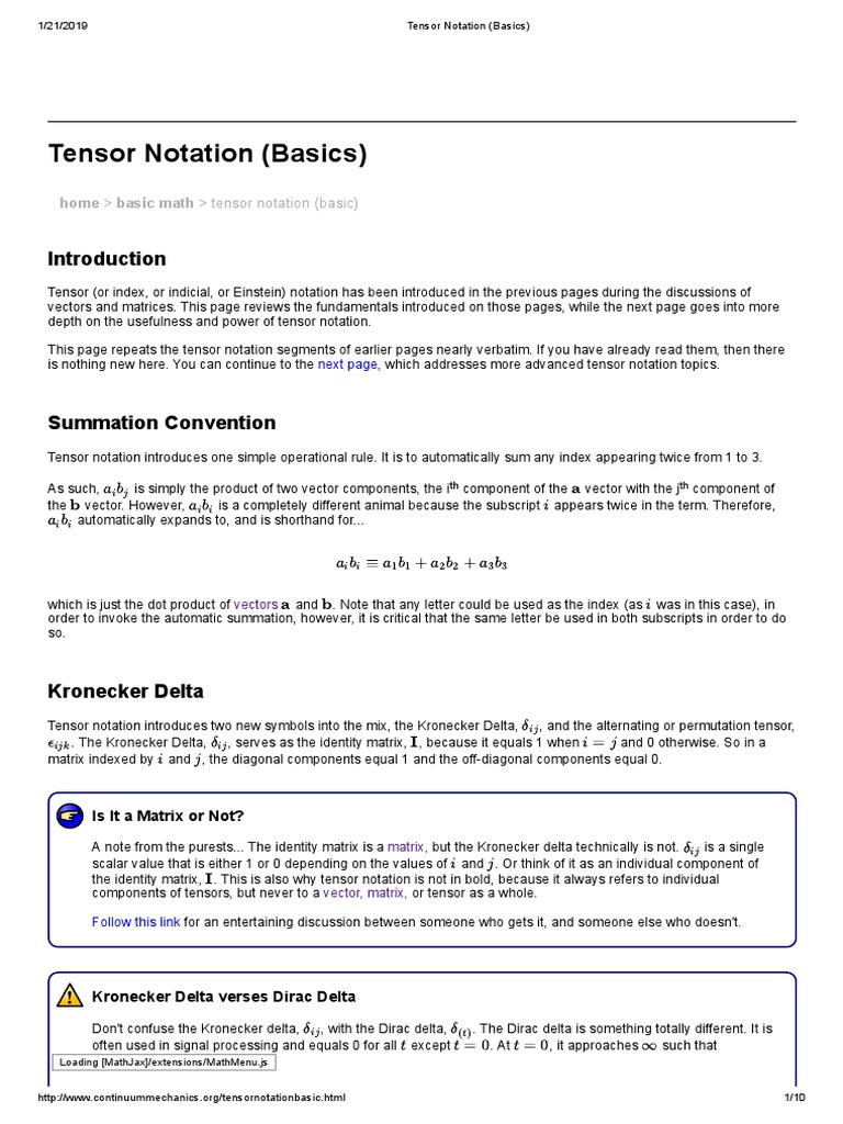 4 - Tensor Notation (Basics) | PDF | Tensor | Matrix (Mathematics)