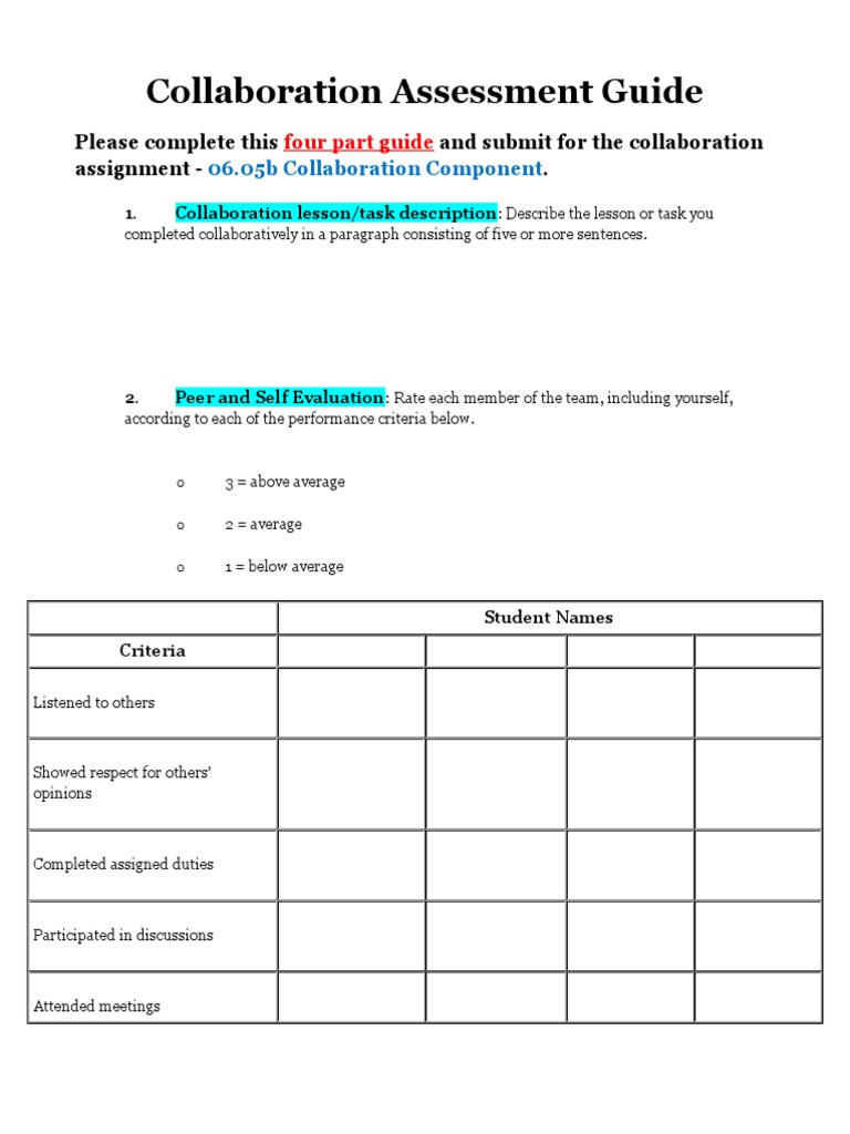Collaboration Assessment Guide | PDF | Psychology | Communication