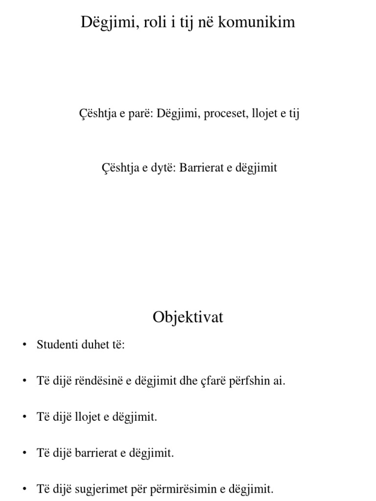 Leksioni 03, Dëgjimi, Roli I Tij Në Komunikim | PDF