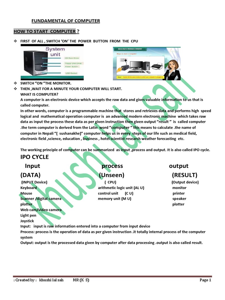 Ipo Cycle Input Process Output (Data) (Unseen) (Result) | PDF ...