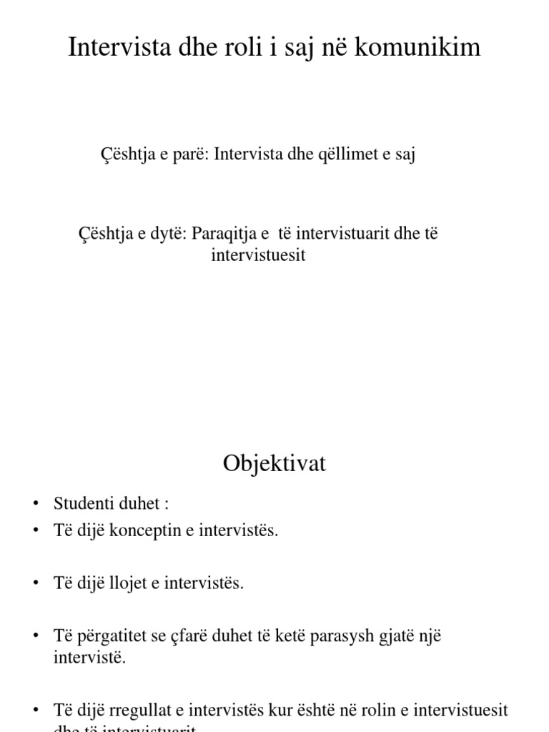 Leksioni 05, Intervista Dhe Roli I Saj Në Komunikim | PDF