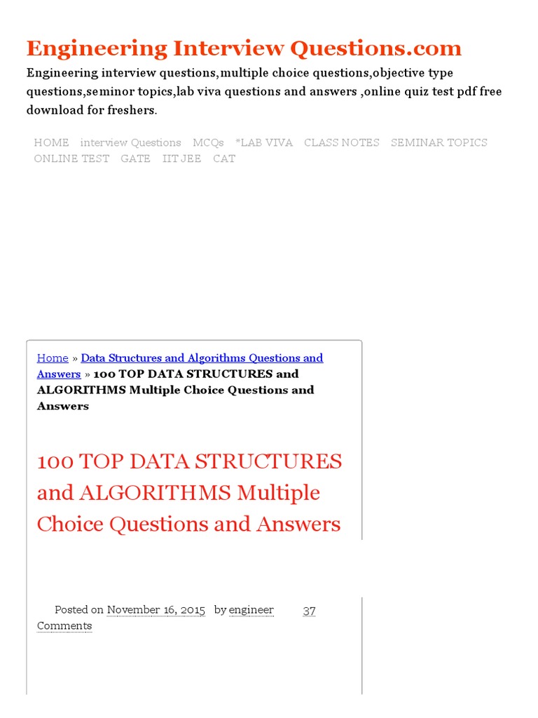 Interview Questions Answers Data Structures And Algorithms Pdf Pdf Array Data Structure C