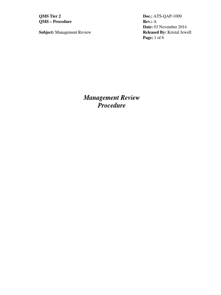 Great Management Review Process PDF | PDF | Iso 9000 | Quality ...