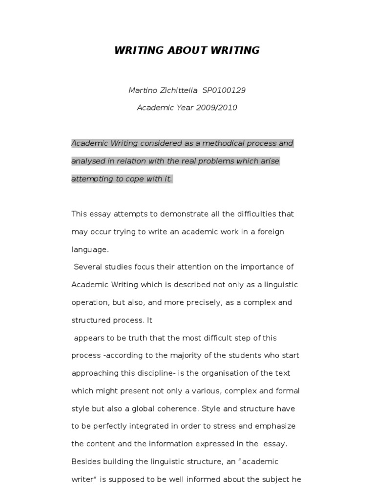 Writing About Writing | PDF | Essays | Attention