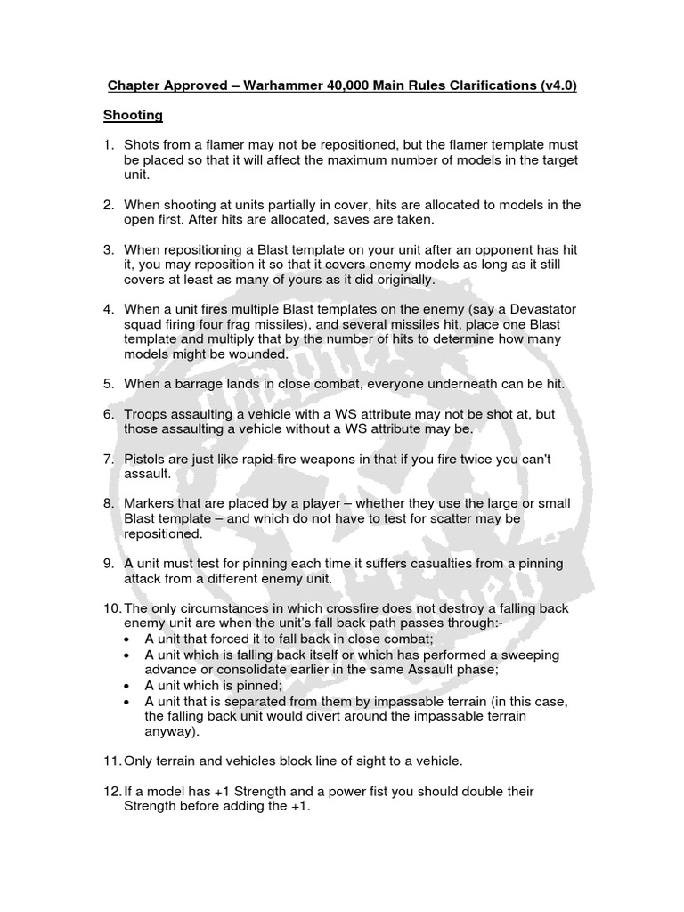 Warhammer 40k 3rd Edition Rules Clarifications | PDF | Tanks | Military
