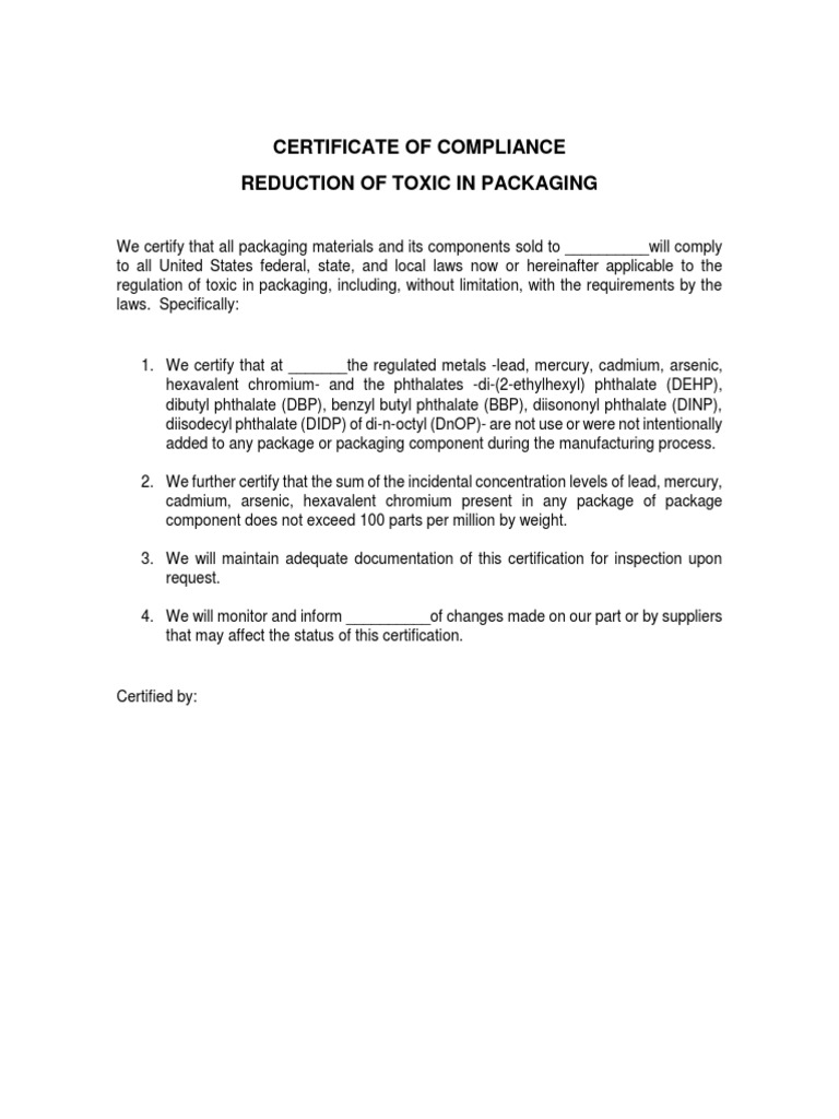 Compliance for Packaging Safety | PDF