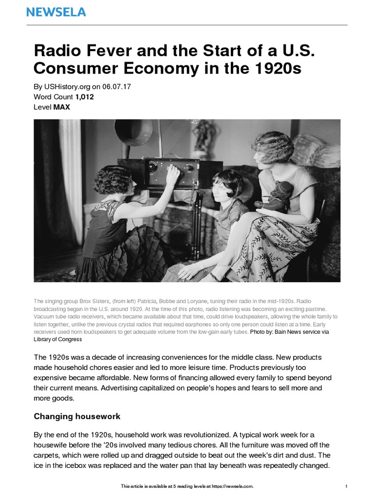 Lib-Ushistory-Consumer-Economy-Radio-1920s-31355-Article Only | PDF ...