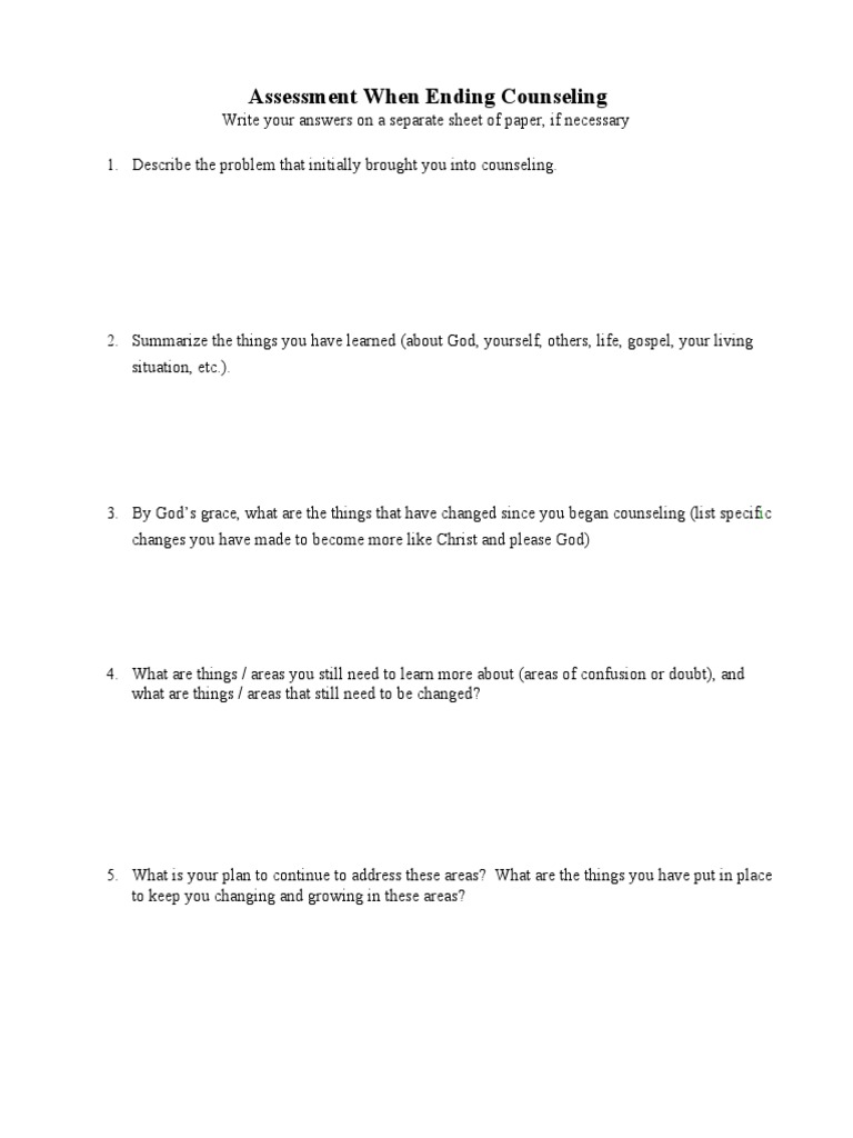 Counseling Termination Assessment Guide | PDF