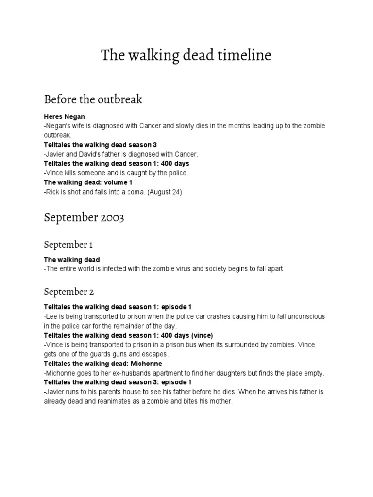 The Walking Dead Timeline Final | PDF | Rick Grimes | The Walking Dead ...