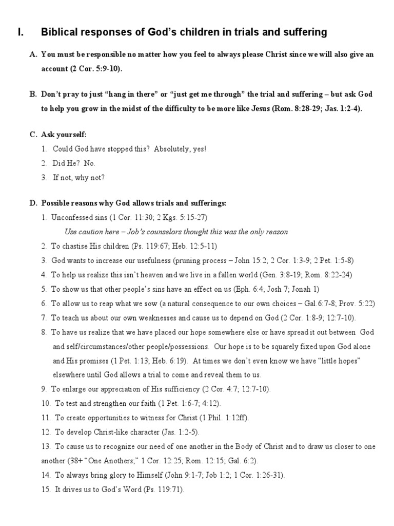 Suffering Worksheet | PDF | Grace In Christianity | Jesus