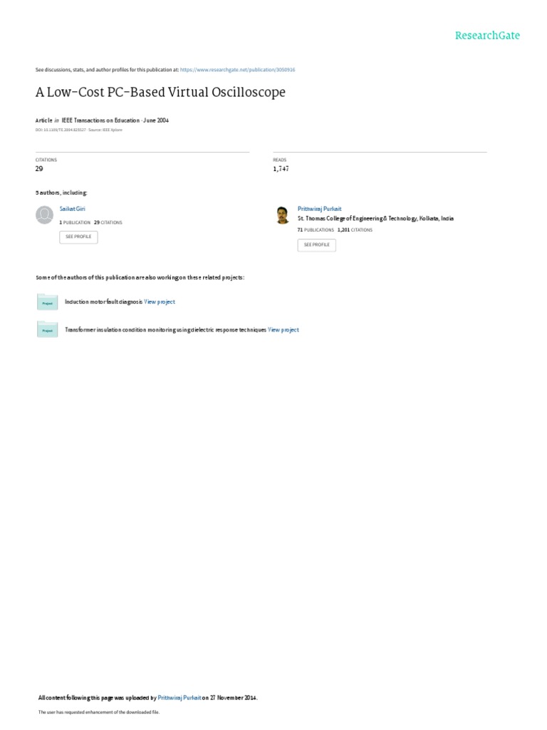 A Low-Cost PC-Based Virtual Oscilloscope: IEEE Transactions On ...