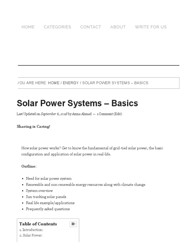 Solar Power Systems - Basics | PDF | Photovoltaic System | Solar Power