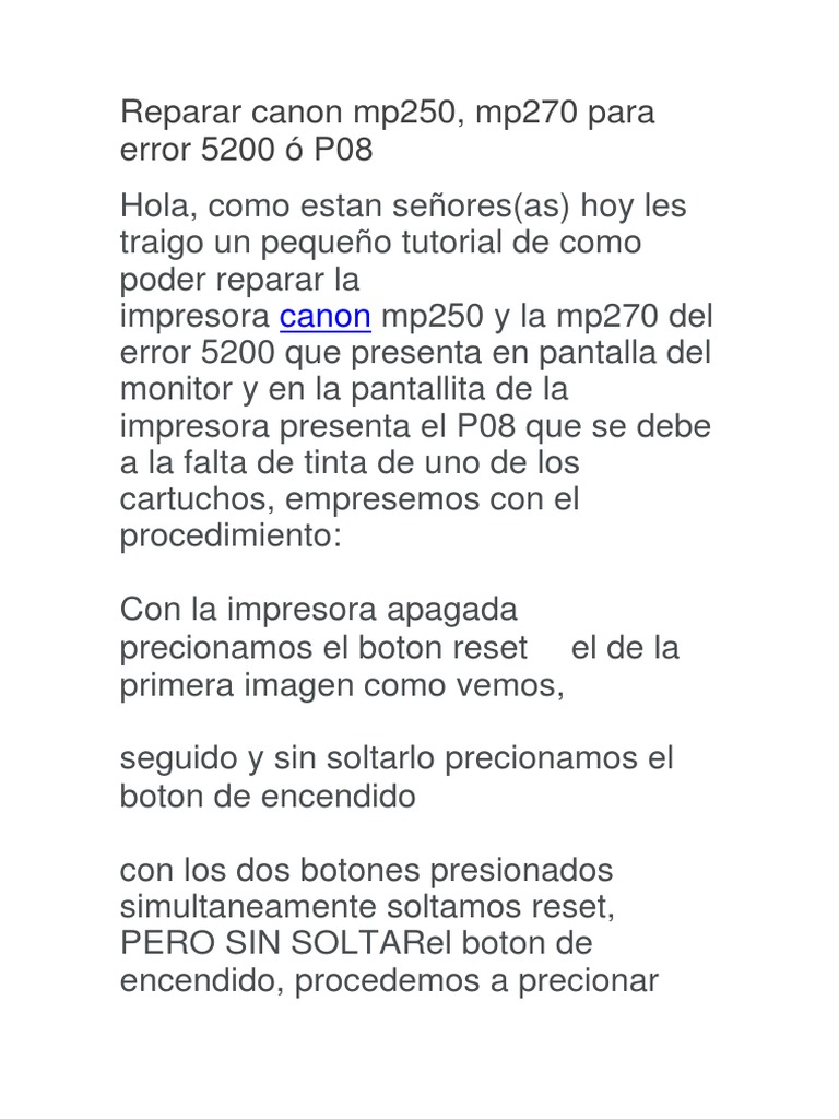 Reparar Canon Mp250 | PDF