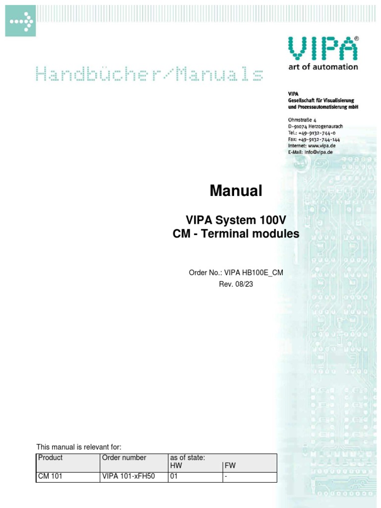Manual: VIPA System 100V CM - Terminal Modules | PDF | Electrostatic ...