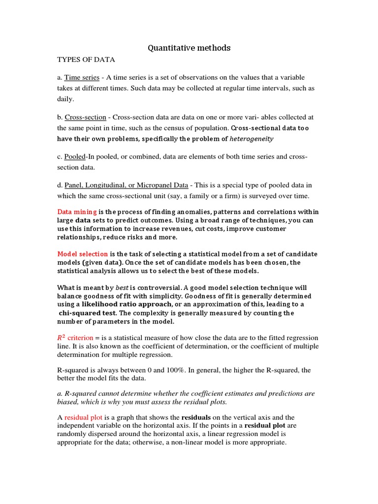 Types of Quantitative Data Analysis | PDF | Coefficient Of ...