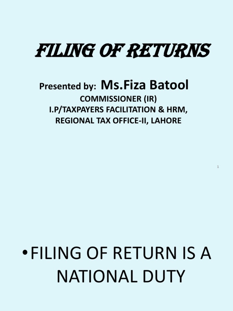Filing of Returns: Ms - Fiza Batool | PDF | Business