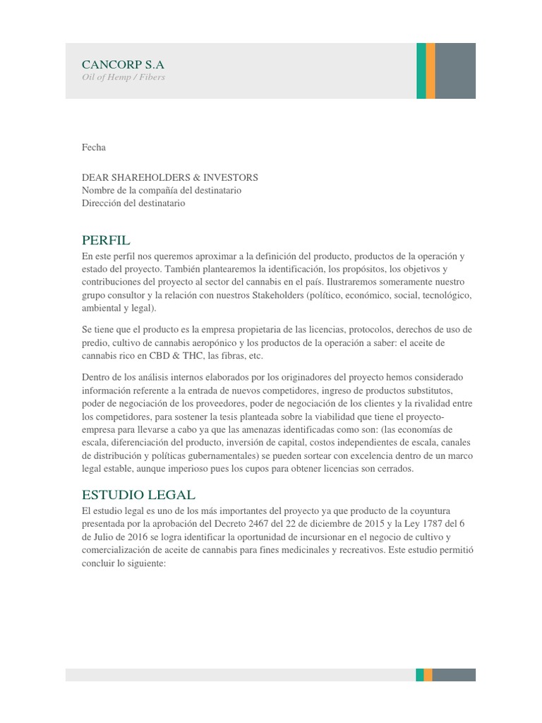 Perfil Cancorp | PDF | Cannabis (Droga) | Semilla